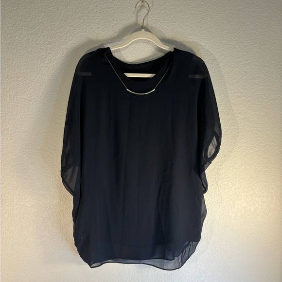 Tops | Vintage Dark Navy Layered Top W Boxy Sheer Top Sleeveless Inside ...